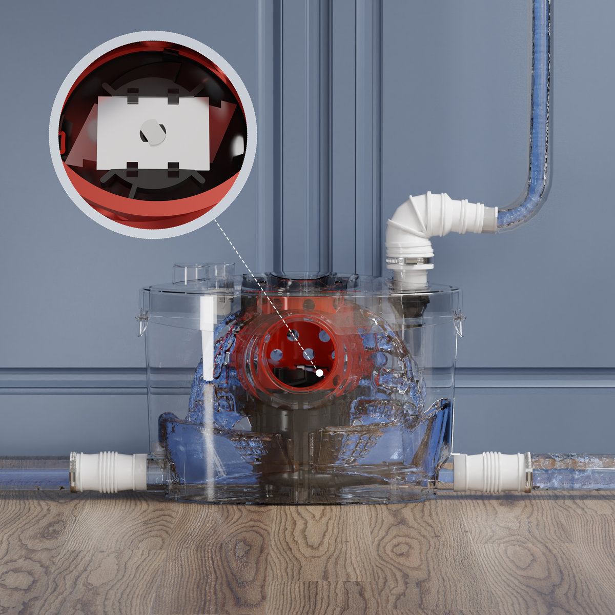 SUPERFLO Upflush Toilet System with Powerful 600W Macerator Pump, Macerating Toilet for Basement ...